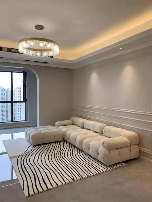 Stylish L-Shaped Beige Sectional Sofa for Living Room – CharmyDecor