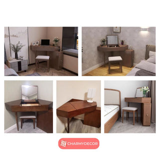 Versatile Wooden Corner Dressing Table with Ample Storage – CharmyDecor