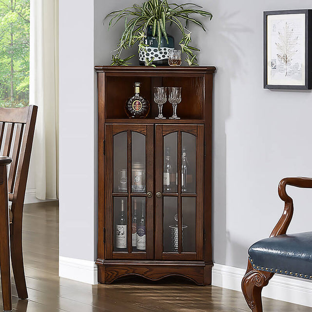 Antique Round Corner Bar Cabinet - CharmyDecor