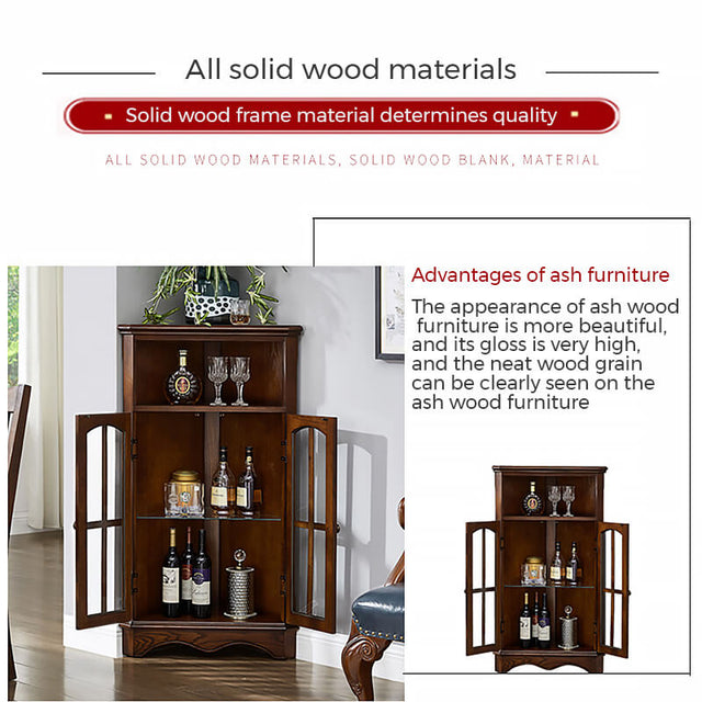 Solid wood Triangle Corner Cabinet - CharmyDecor