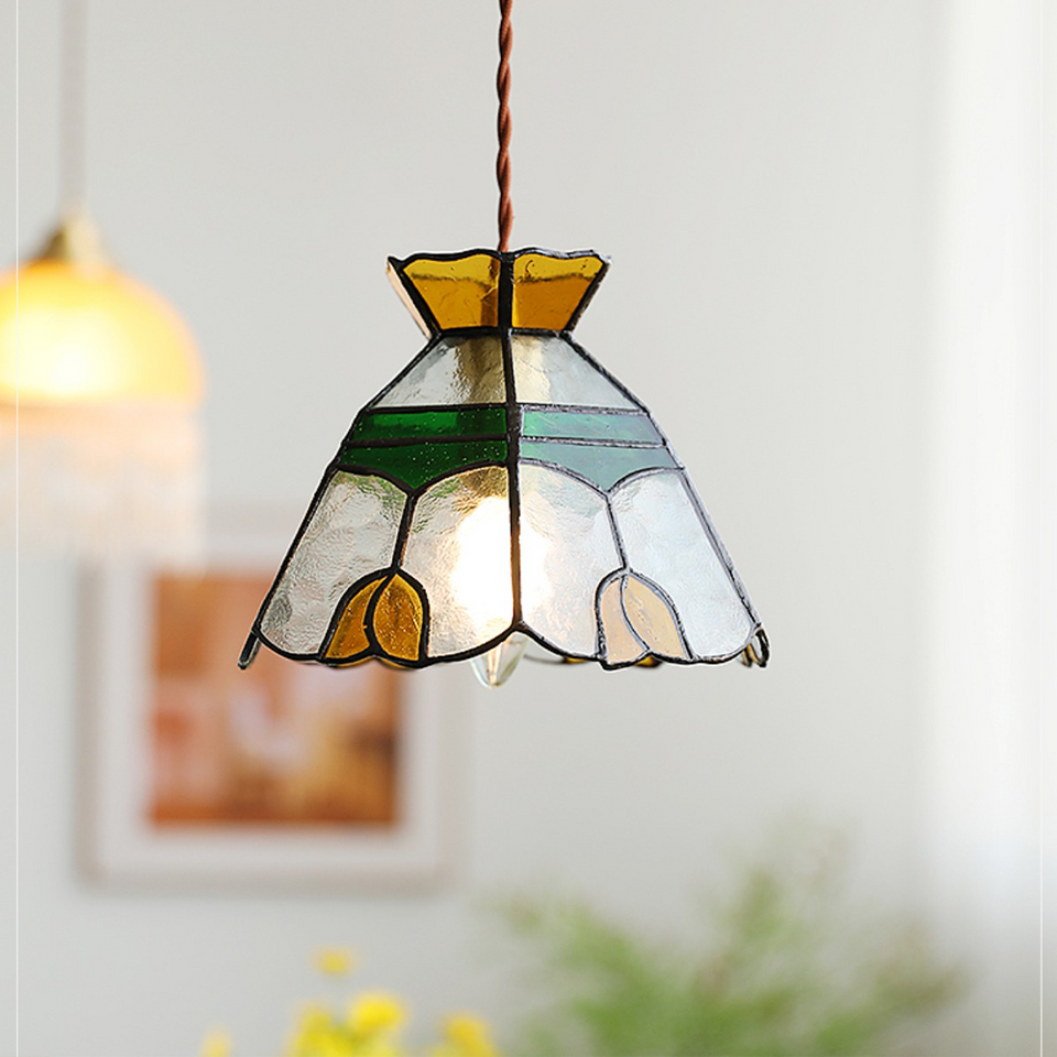 Vintage Stained Glass Pendant Light - Retro Ceiling Lamp – CharmyDecor