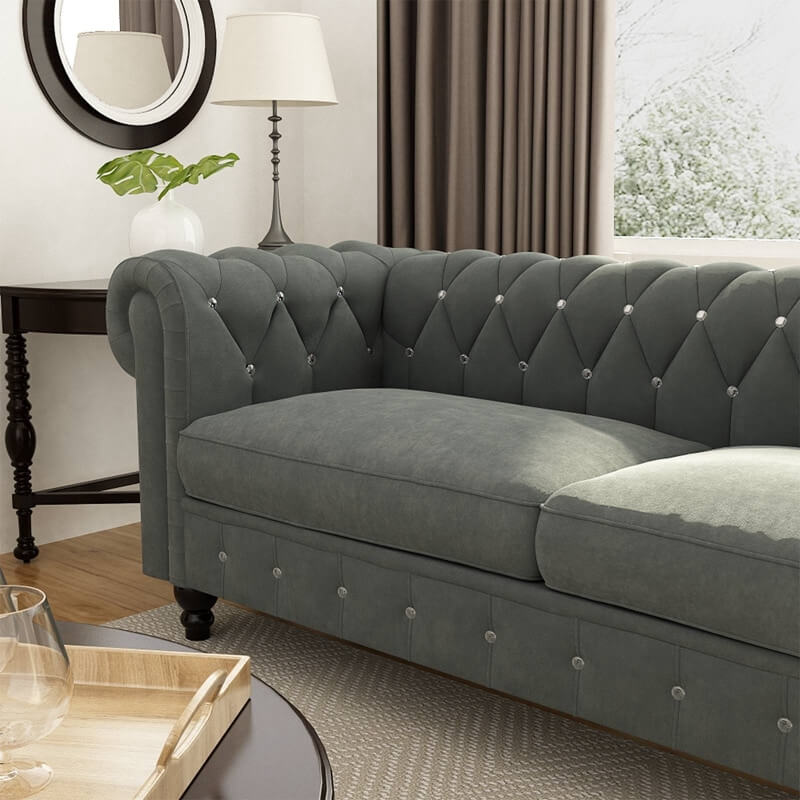 Chesterfield Velvet Sofa with Tufted Button Upholstery – CharmyDecor