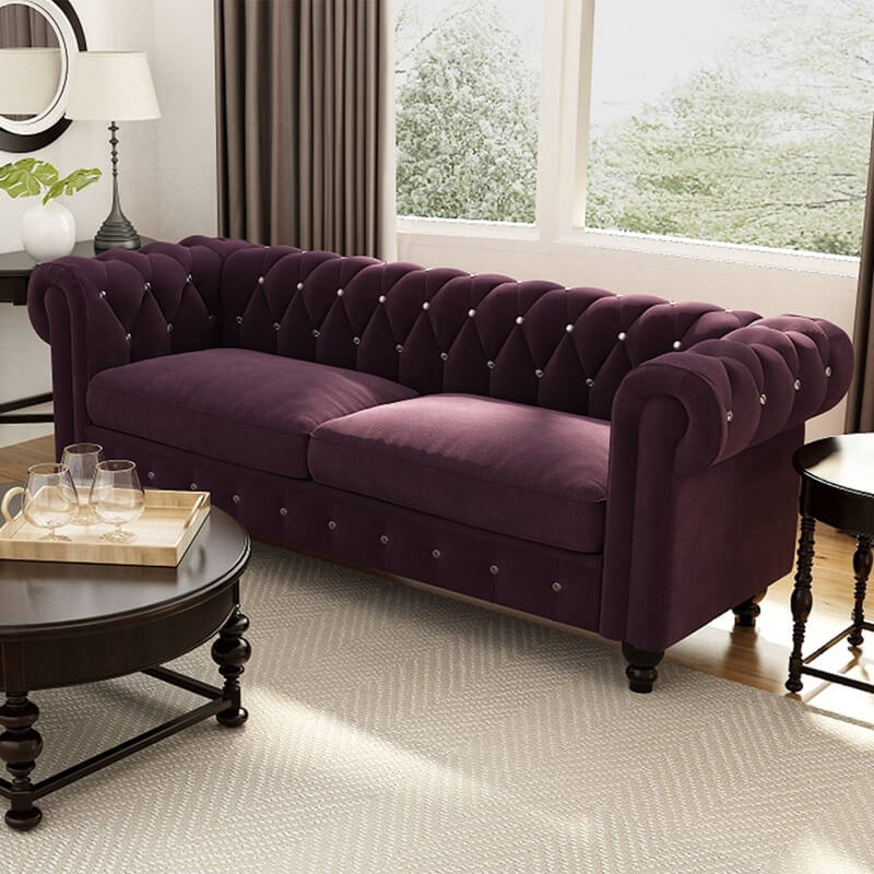 Chesterfield Velvet Sofa with Tufted Button Upholstery – CharmyDecor