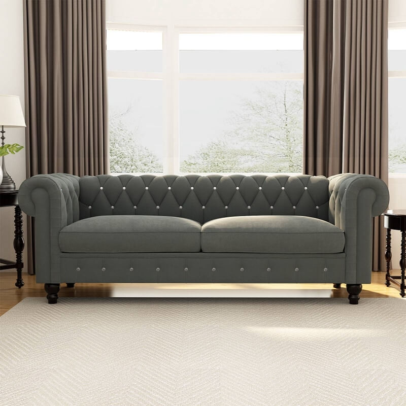 Chesterfield Velvet Sofa with Tufted Button Upholstery – CharmyDecor