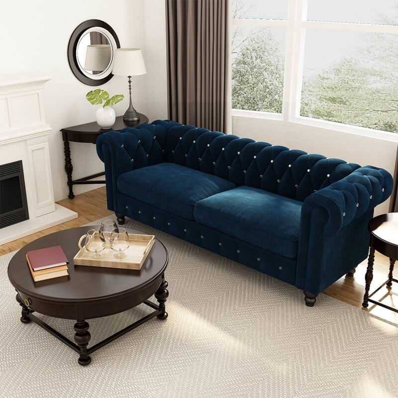 Chesterfield Velvet Sofa with Tufted Button Upholstery – CharmyDecor