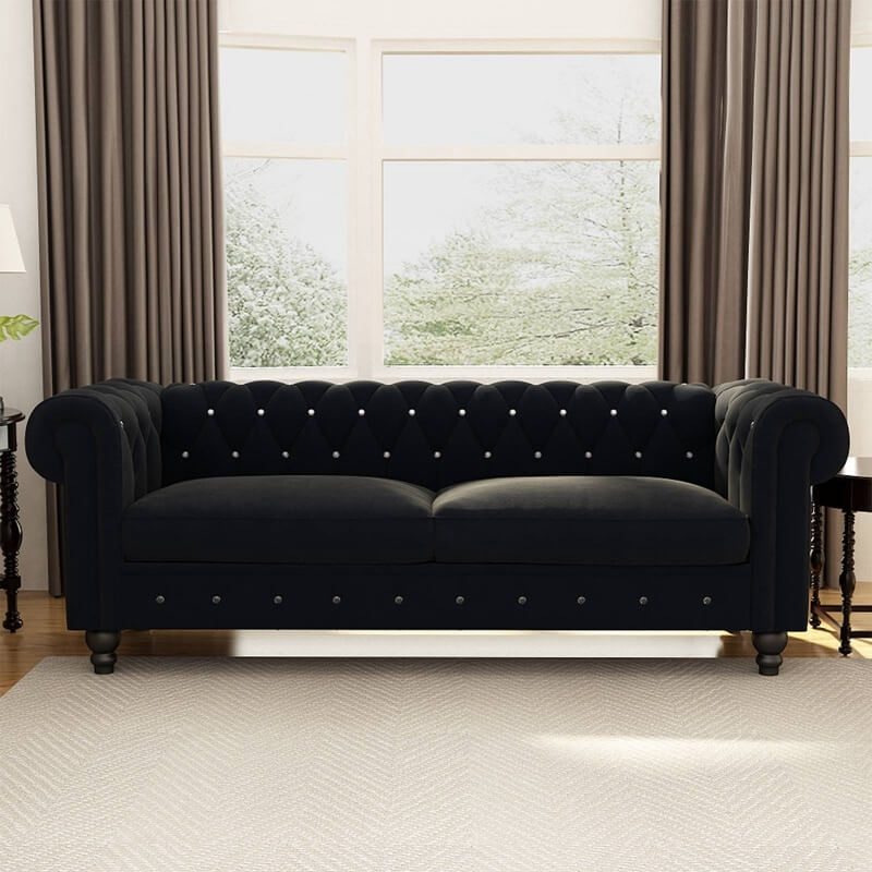 Chesterfield Velvet Sofa with Tufted Button Upholstery – CharmyDecor