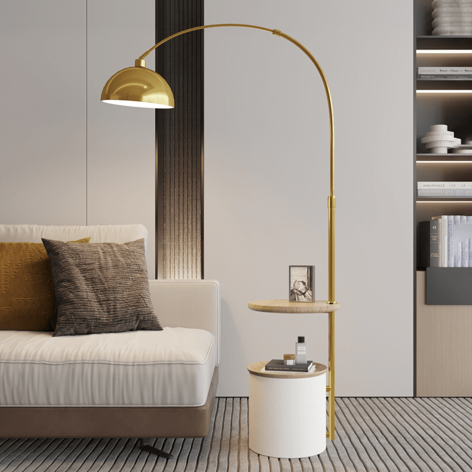 Stylish Double Storage Floor Lamp with Wireless Charging – CharmyDecor