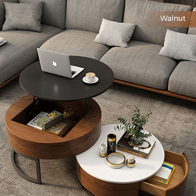 Contemporary Wooden Coffee Table With 2 Drawers- CharmyDecor