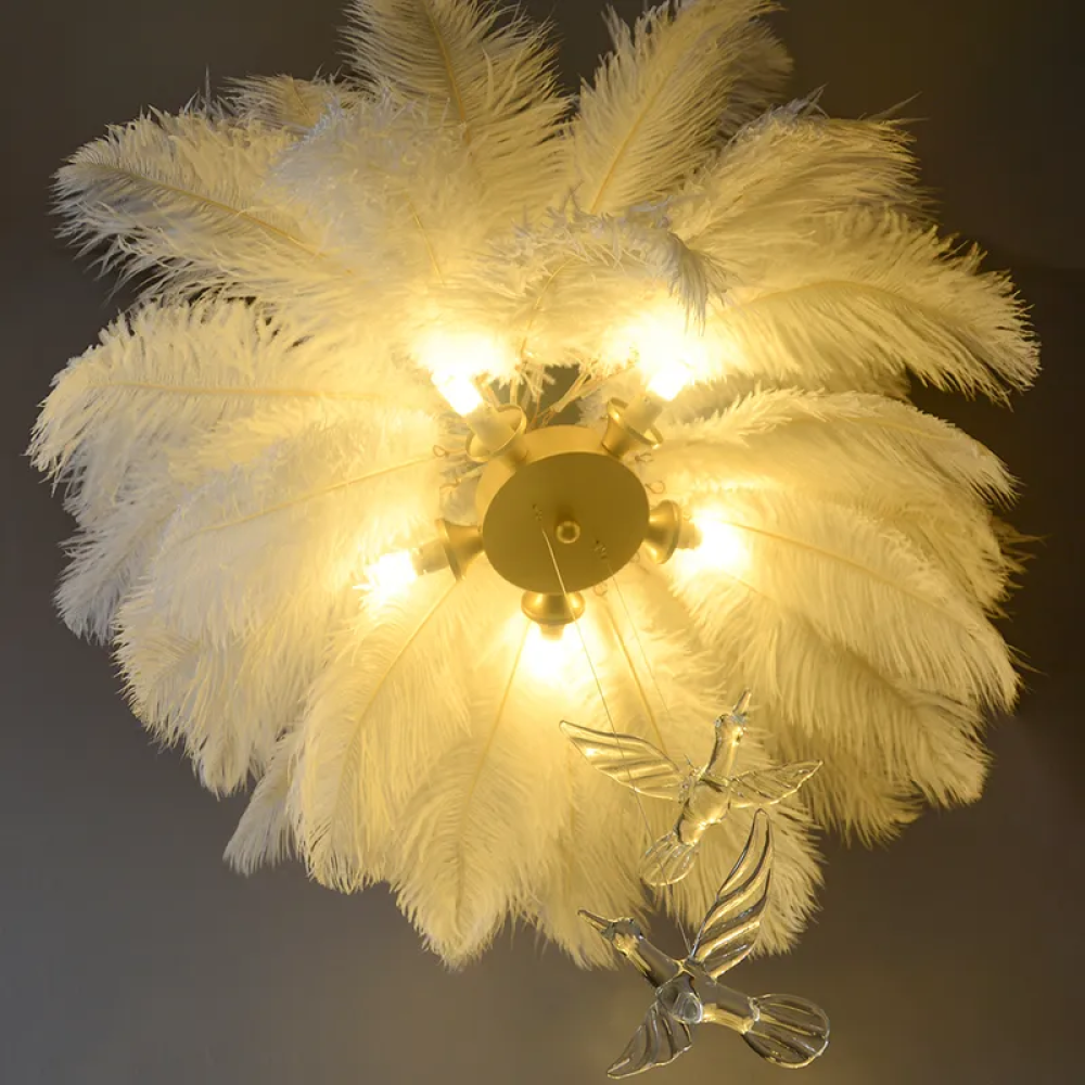 Modern 5-Light LED Feather Pendant Light- CharmyDecor