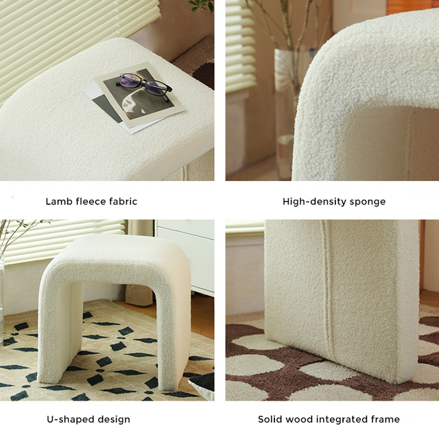 Elegant Arch Boucle Waterfall Style Vanity Stool – CharmyDecor