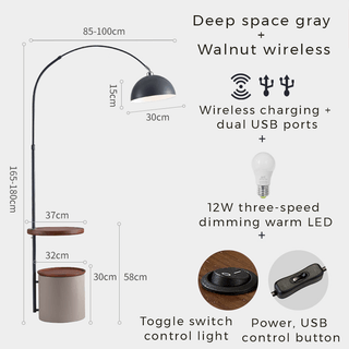 Stylish Double Storage Floor Lamp with Wireless Charging – CharmyDecor